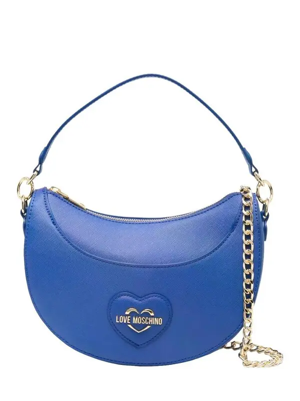 Moschino Saffiano-effect Heart-patch Shoulder Bag - Blue