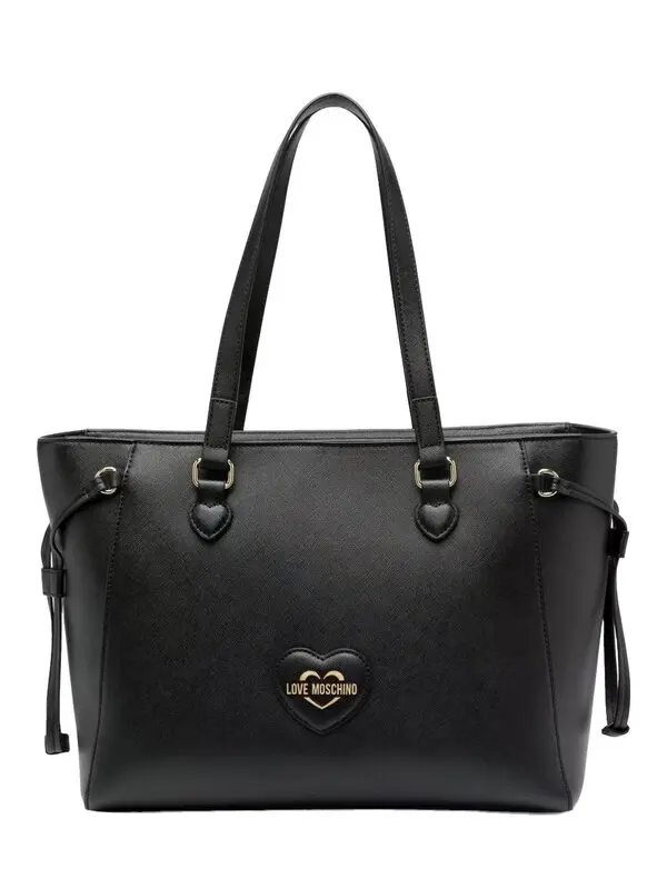 Moschino Logo-plaque Textured Tote Bag - Black