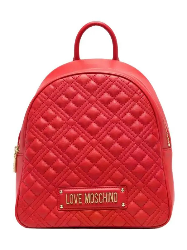 Moschino Quilted Logo Plaque Backpack - Red