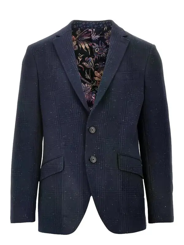 Etro Checked Single-breasted Blazer - Blue
