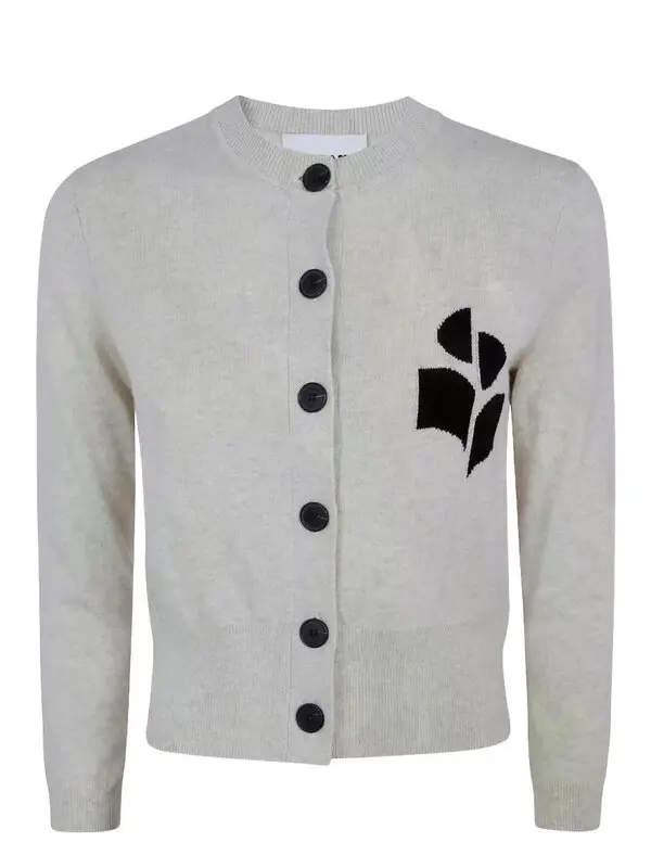 MARANT ETOILE Newton Logo-intarsia Cardigan - Grey