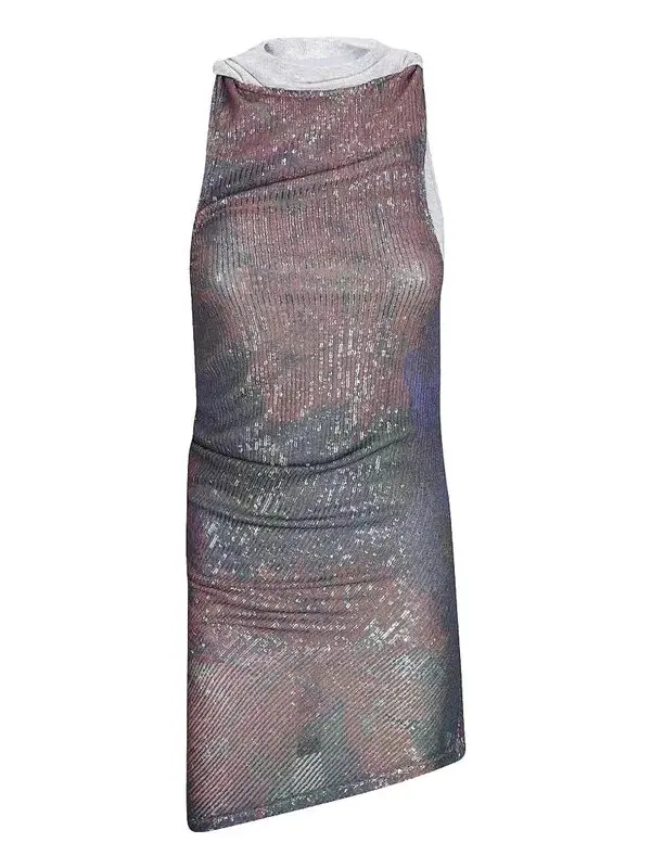 MAISON MARGIELA Sleeveless Draped Sequin Top - Red