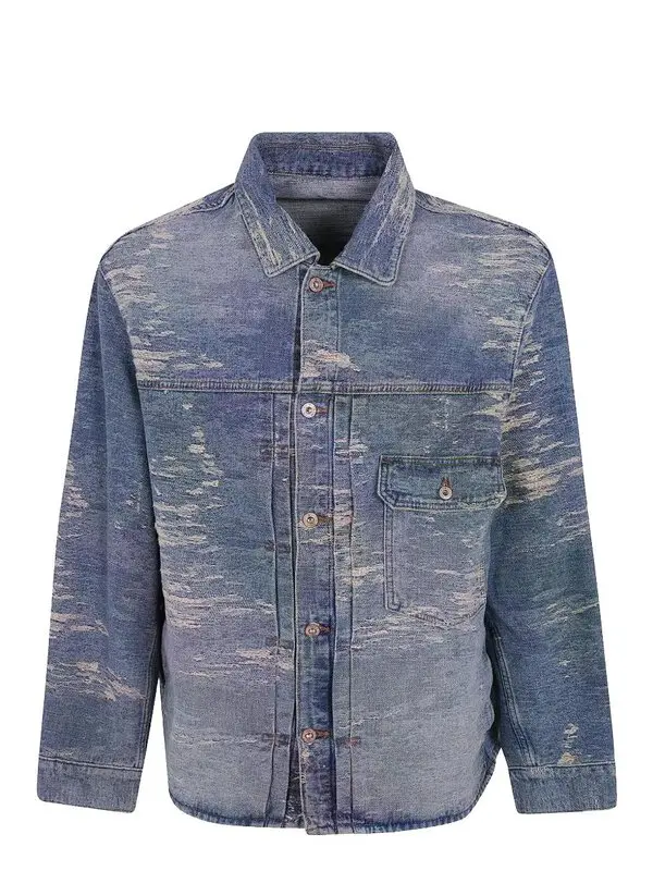 Emporio Armani Distressed Denim Jacket - Blue