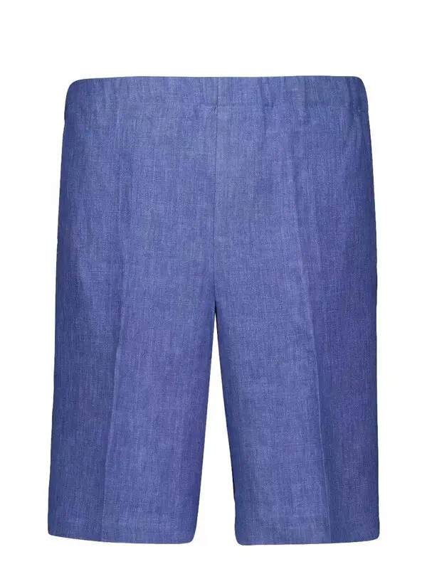PIACENZA CASHMERE 1733 Elasticated Waist Linen Shorts - Blue