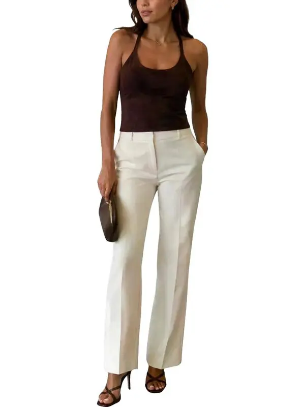 Stouls Suede Halterneck Top - Brown
