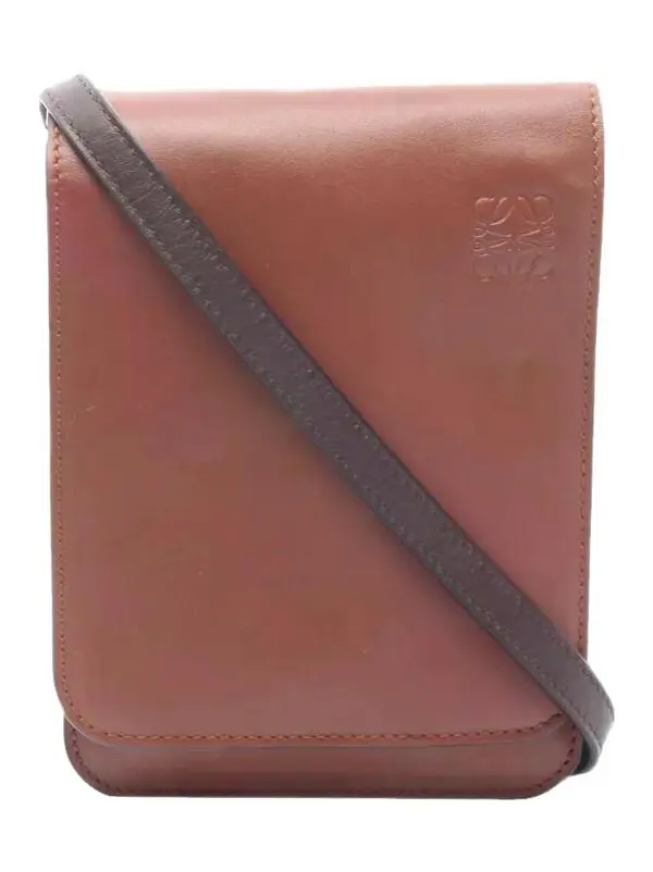 Loewe Bicolor Leather Anagram Gusset Flat Crossbody Bag - Brown
