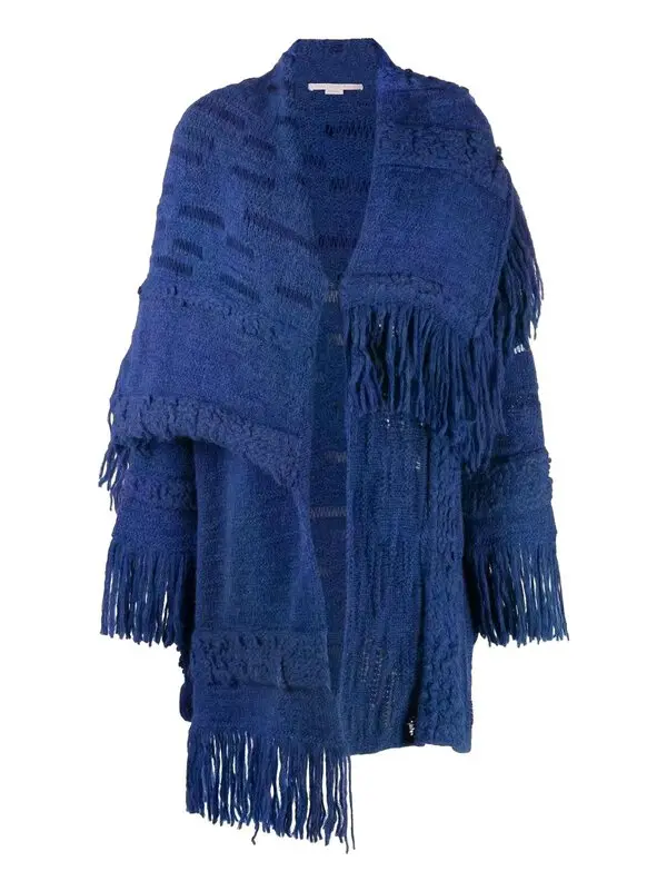 Stella McCartney Asymmetric Fringed Cardigan-coat - Blue