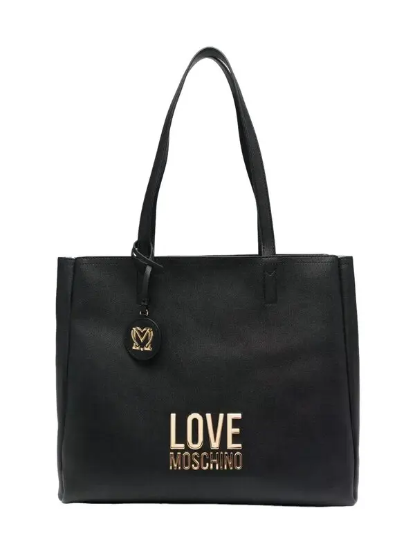 Moschino Logo Plaque Shoulder Bag - Black