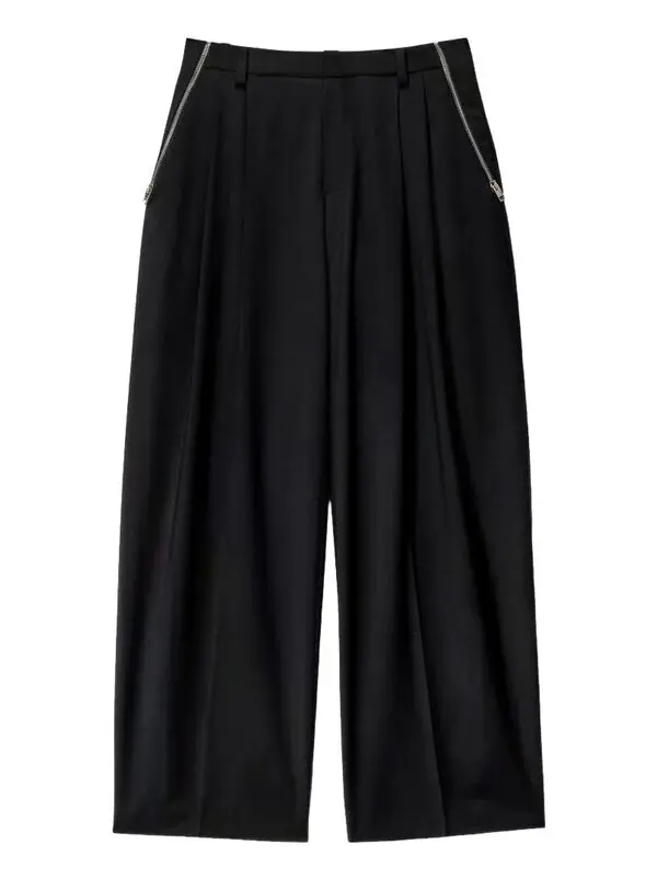 Alexander Wang Tropical Wool Tailored Pants With Side Zipper Detail - Black