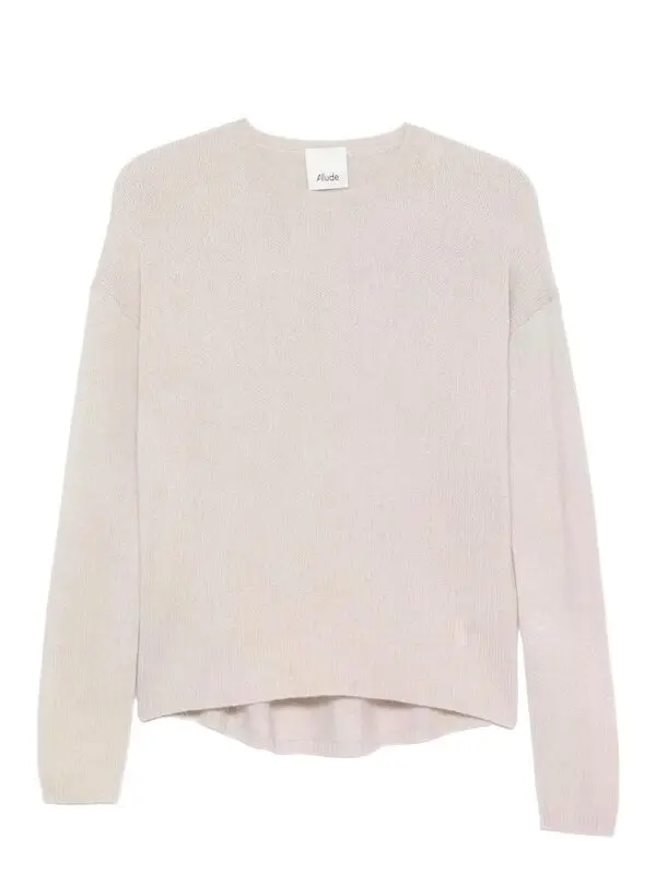 ALLUDE Ribbed-knit Drop-shoulder Cashmere Sweater - Neutrals