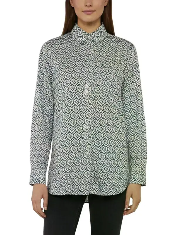 Burberry Monogram-print Long-sleeve Shirt - Blue