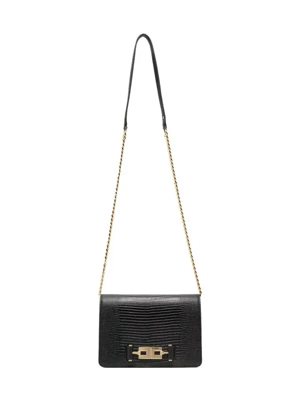 Elisabetta Franchi Lizard-effect Cross Body Bag - Black