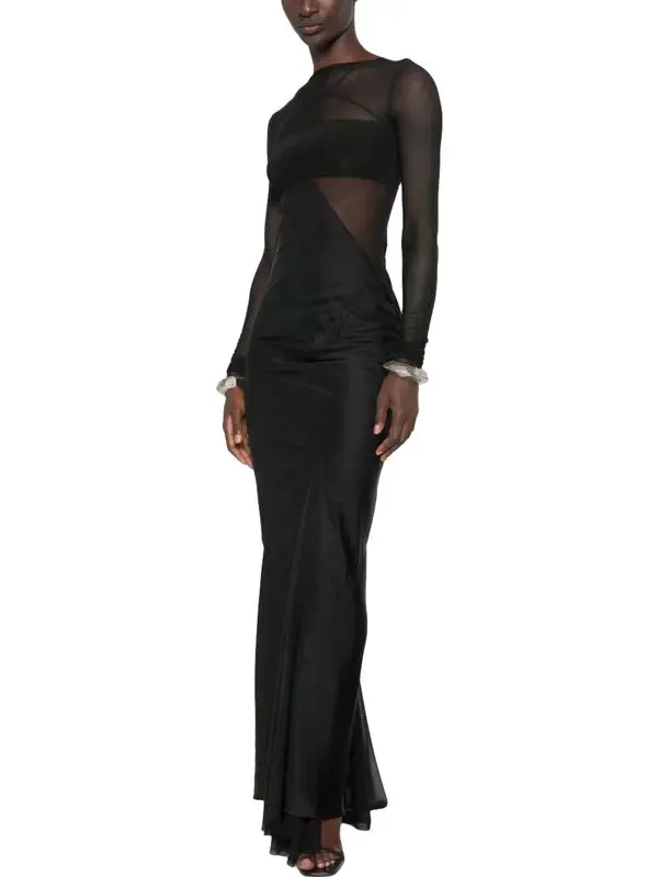 Rick Owens Combo Long-sleeve Maxi Dress - Black
