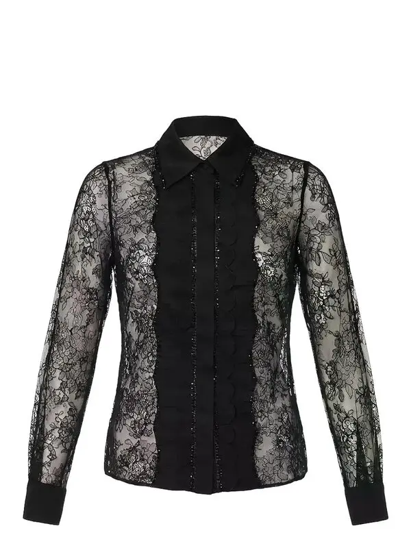 Valentino Garavani Embellished Lace Shirt - Black