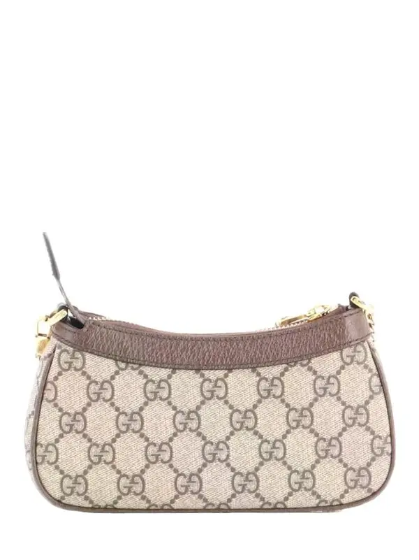 Gucci Ophidia Charm Shoulder Bag Gg Coated Canvas With Leather Mini Crossbody Bag - Brown