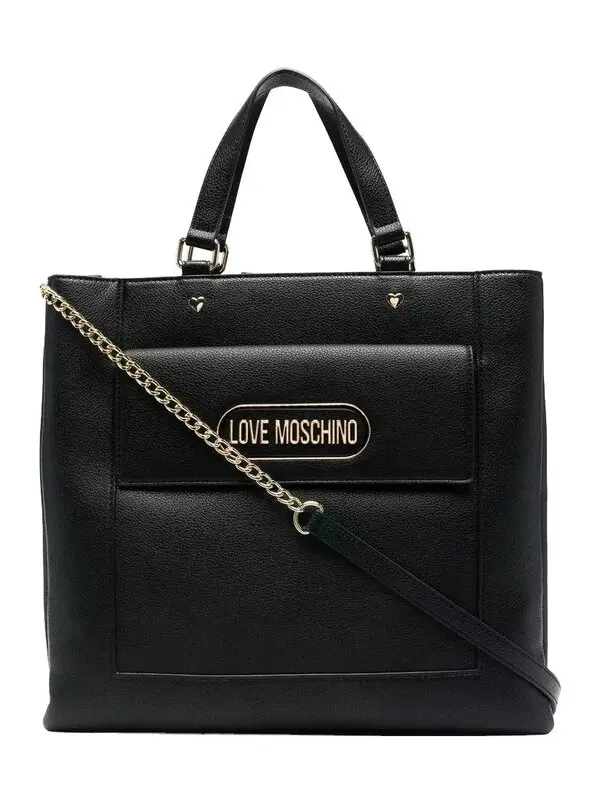 Moschino Logo-plaque Tote Bag - Black