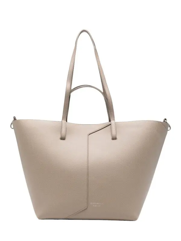 Emporio Armani Medium Leather Tote Bag - Grey