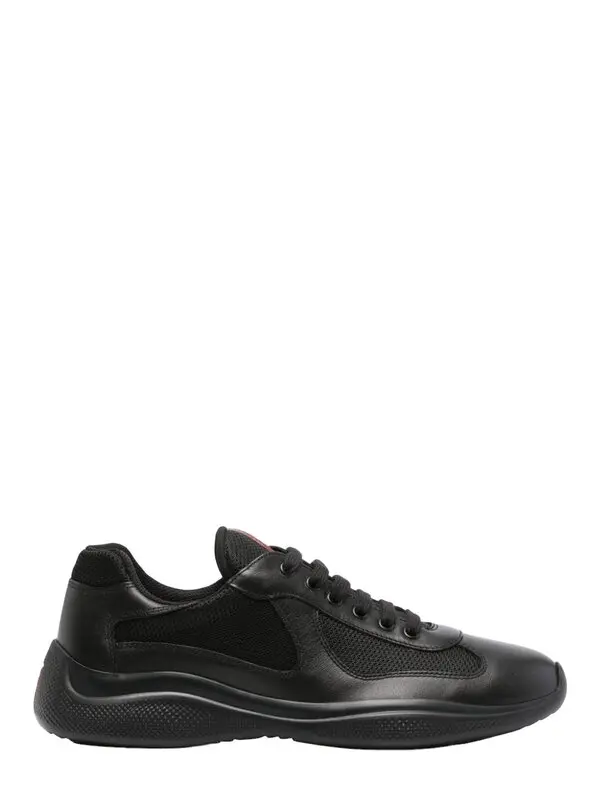 Prada America's Cup Paneled Leather Sneakers - Black