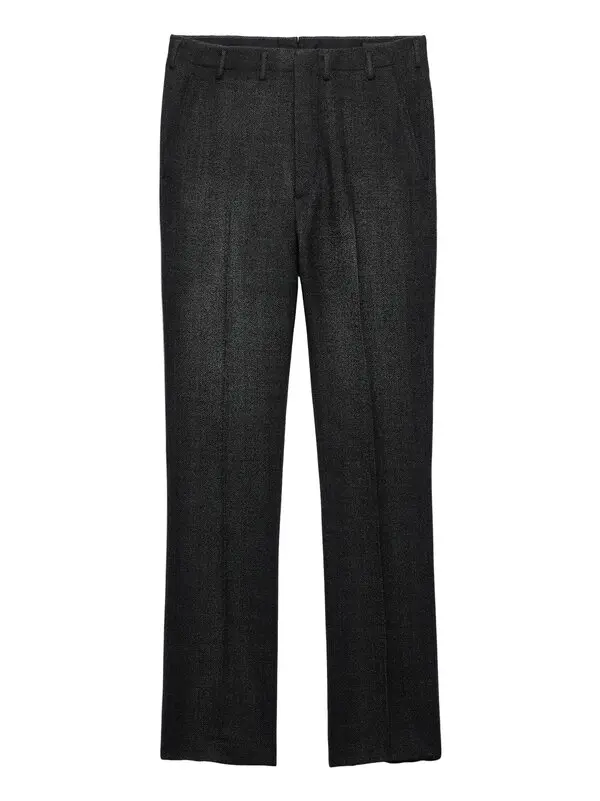 Prada Chevron Print Wool Flared Pants - Black