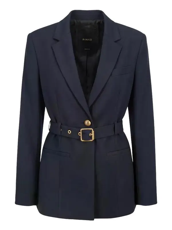 Pinko Belted Single-breasted Blazer - Blue