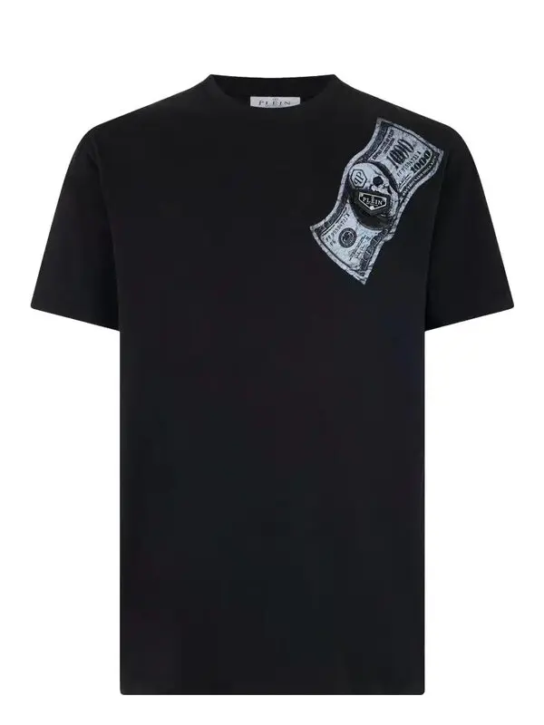 Philipp Plein Jersey T-shirt Skull Dollar Chest - Black