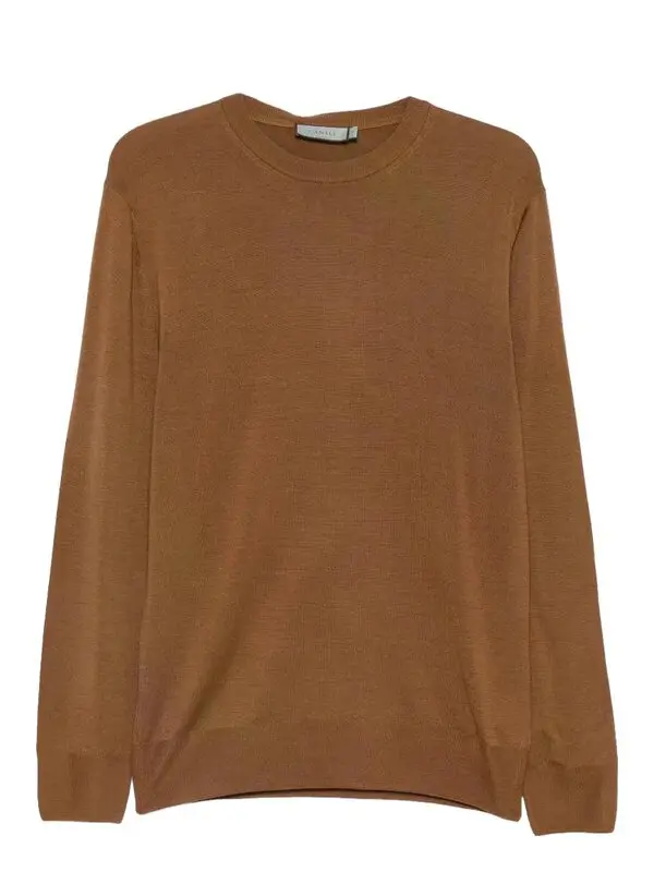 Canali Crew Neck Fine Knit Sweater - Brown