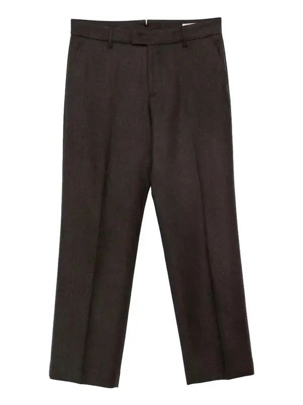 BERWICH Pressed-crease Belt-loop Trousers - Brown