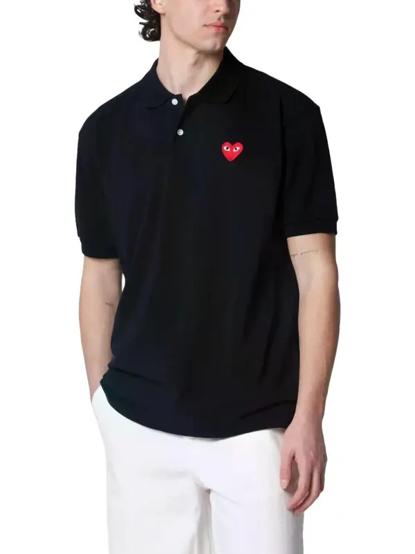 Comme Des Garçons Heart-logo Polo Shirt - Blue
