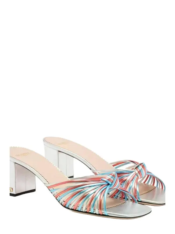 Valentino Garavani Vlogo Signature Knotted Mules - Silver