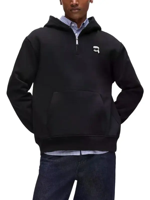 Karl Lagerfeld Ikon Half-zip Hoodie - Black