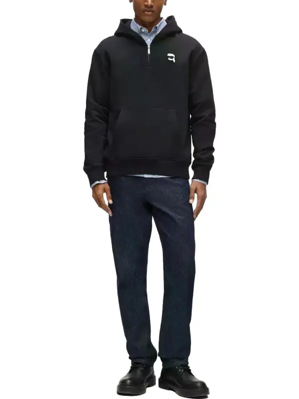 Karl Lagerfeld Ikon Half-zip Hoodie - Black