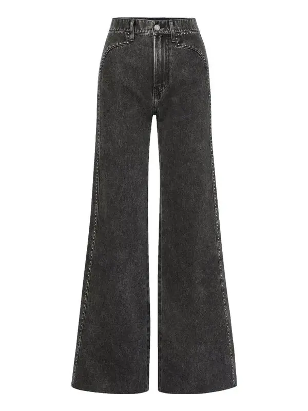 Veronica Beard Grant Stud-embellished Wide-leg Jeans - Grey