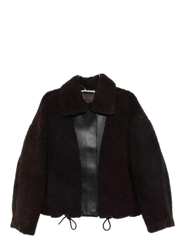 Sportmax Faux Shearling Buckled Collar Jacket - Brown