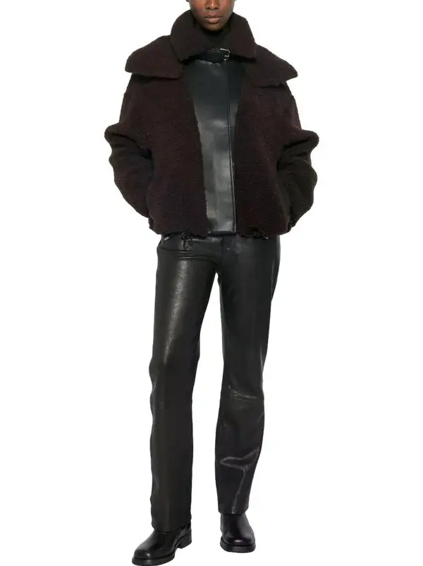 Sportmax Faux Shearling Buckled Collar Jacket - Brown