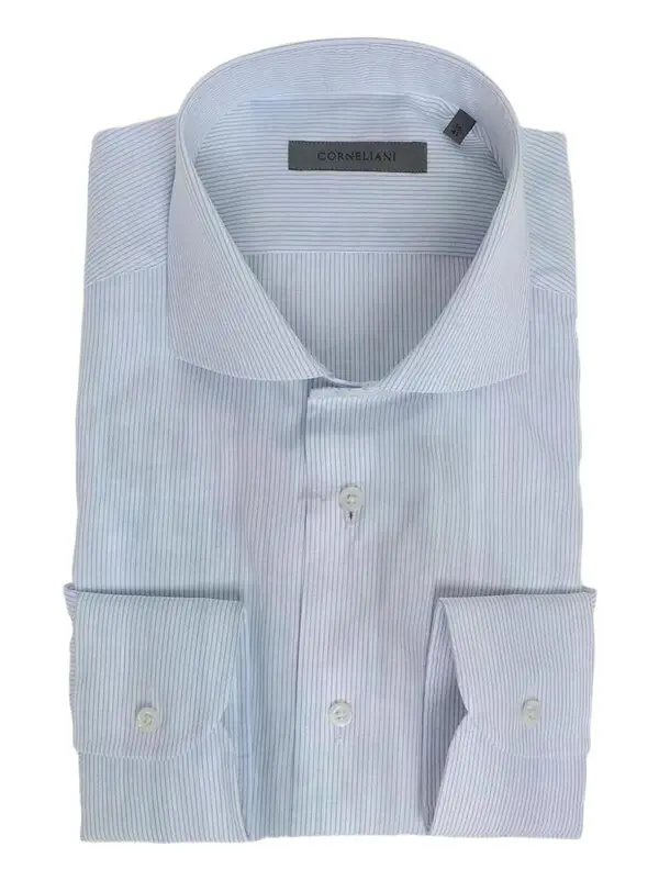Corneliani Striped French-collar Shirt - Blue