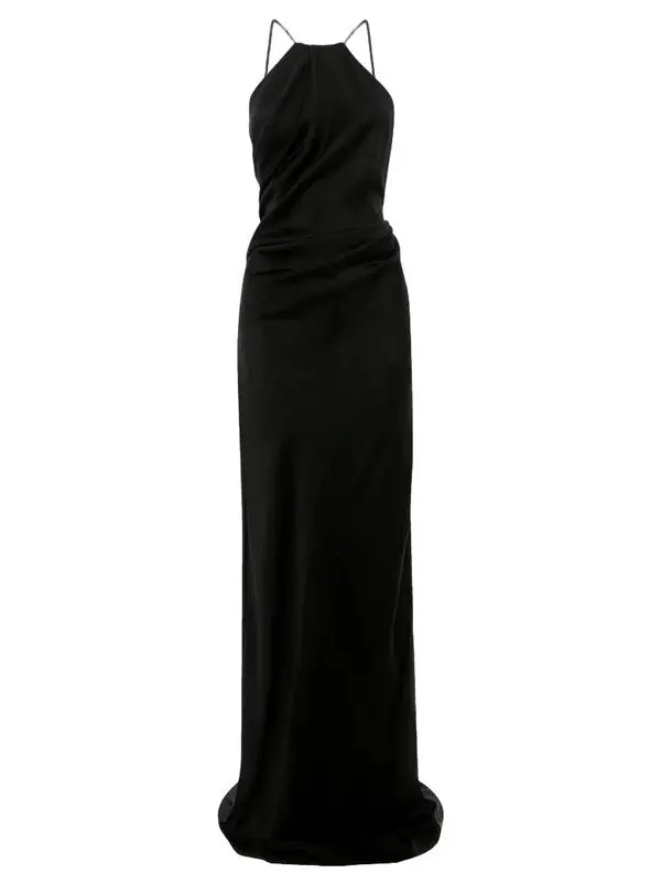 Victoria Beckham Draped Gown With Chain Strap Detail - Black