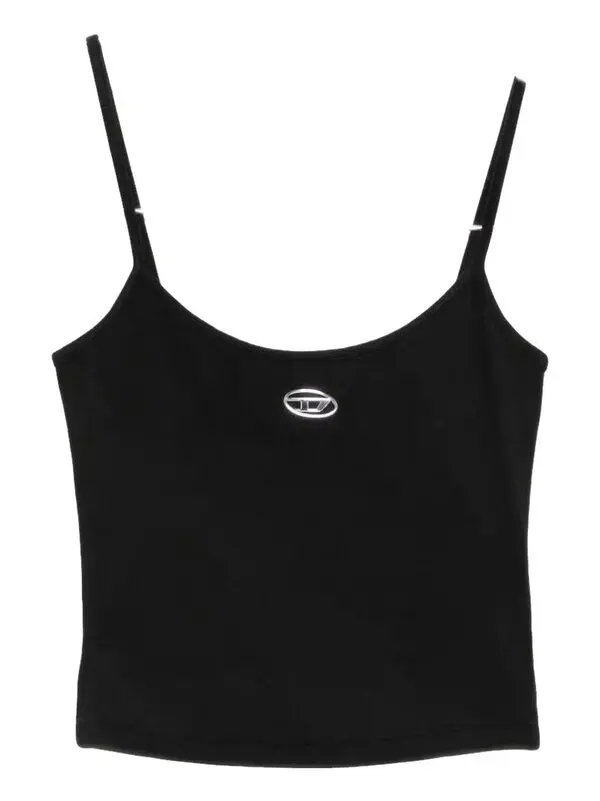 DIESEL® Oval D Logo Plaque Ribbed Vest Top - Black