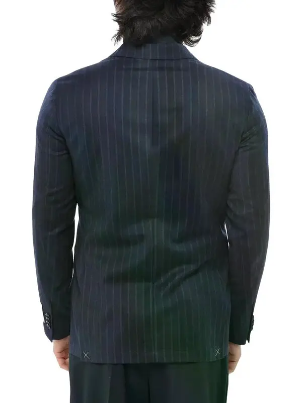 Corneliani Pinstriped Peak-lapel Blazer - Blue