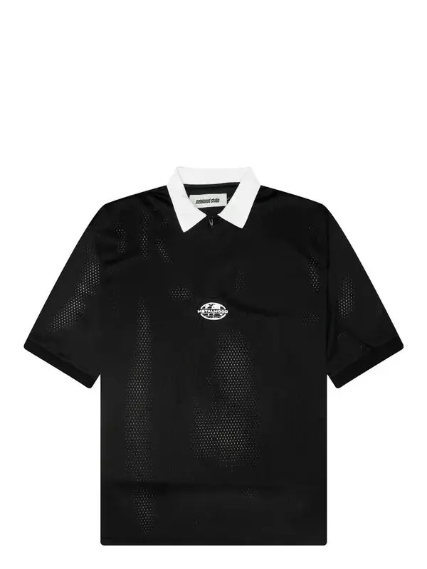METALWOOD STUDIO Quarter-zip Mesh Polo Shirt - Black