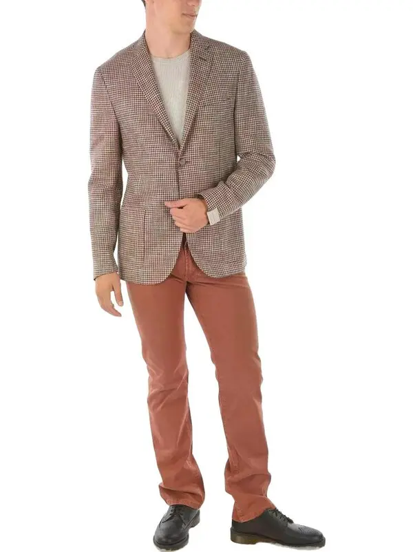 Corneliani Pied-de-poule Single-breasted Blazer - Brown