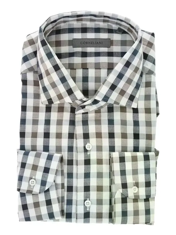 Corneliani Checked French-collar Shirt - White