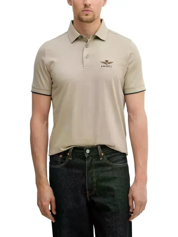 AERONAUTICA MILITARE Logo-embroidered Polo Shirt - Neutrals
