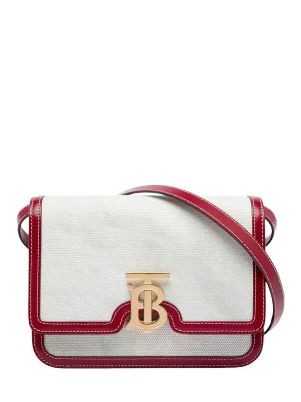 Burberry Small Canvas Tb Flap Crossbody Bag - Red