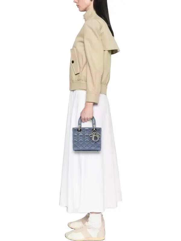 Dior Small Cannage Swarovski Lady Satchel - Blue