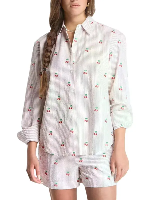 MC2 SAINT BARTH Embroidered Stripe Shirt - Neutrals