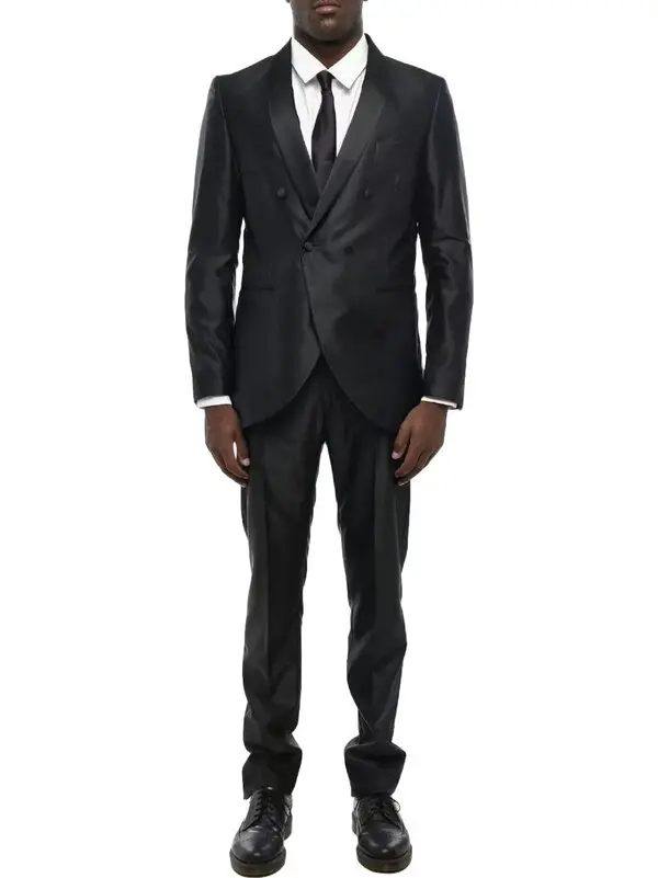 Corneliani Double-breasted Shawl-lapel Suit - Black