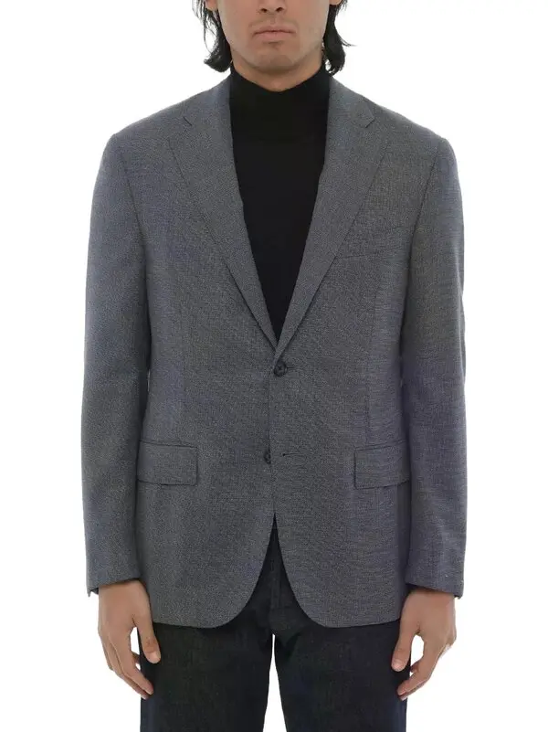 Corneliani Single-breasted Wool Blazer - Blue