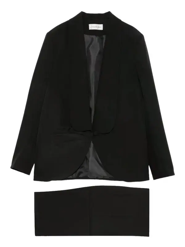 JE SUIS LE FLEUR Shawl Lapel Ruched Detail Suit - Black