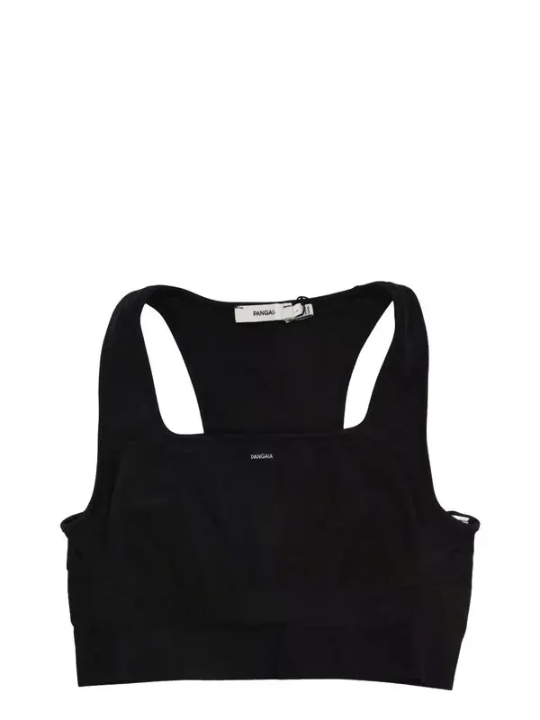 PANGAIA Logo-print Racerback Sports-bra - Black