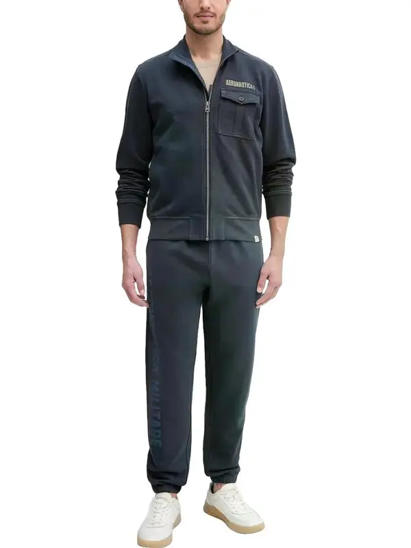 AERONAUTICA MILITARE Zip-up Logo-patch Sweater - Blue